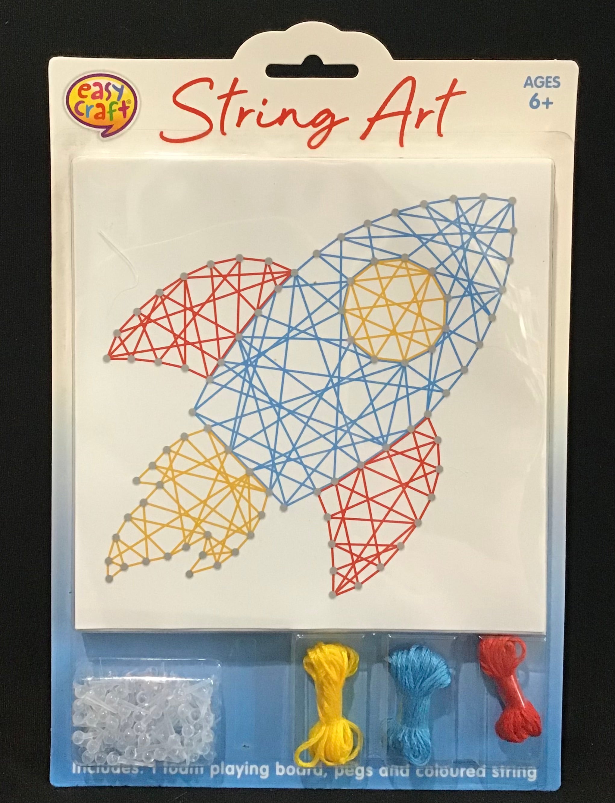 String Art - Rocket #2 - 15cm x 15cm - Makes 1 – The Crafty Bear Shop