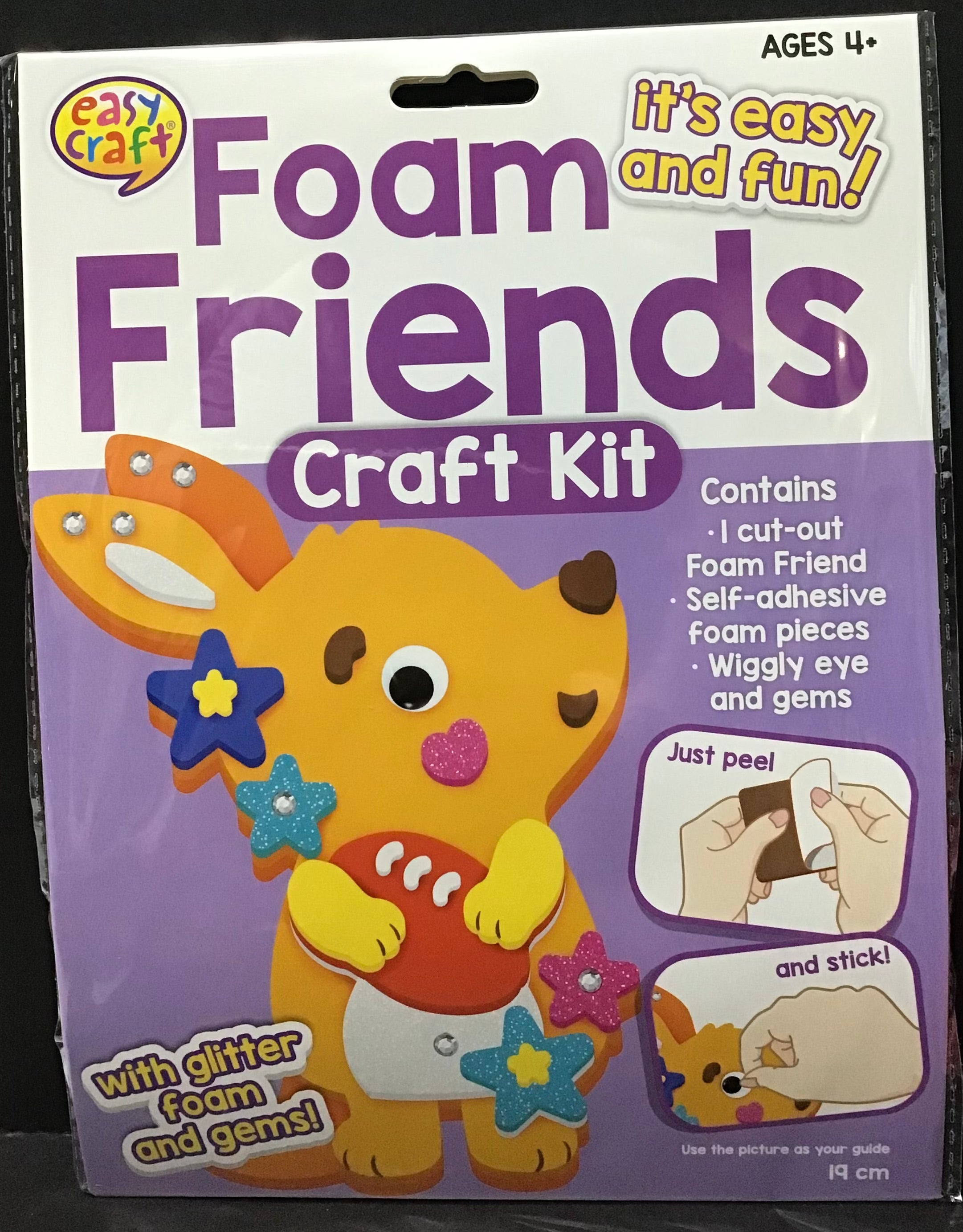 Foam Friends Craft Kit - Just Peel and Stick - Cute Animal - Makes 1 ...