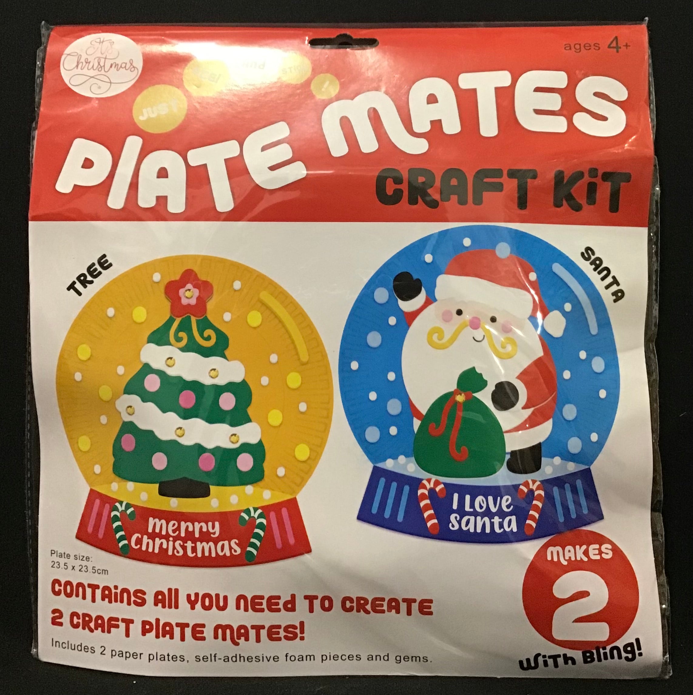 Plate Mates Craft Kit - Just Peel and Stick - Santa and Tree - Makes 2 ...