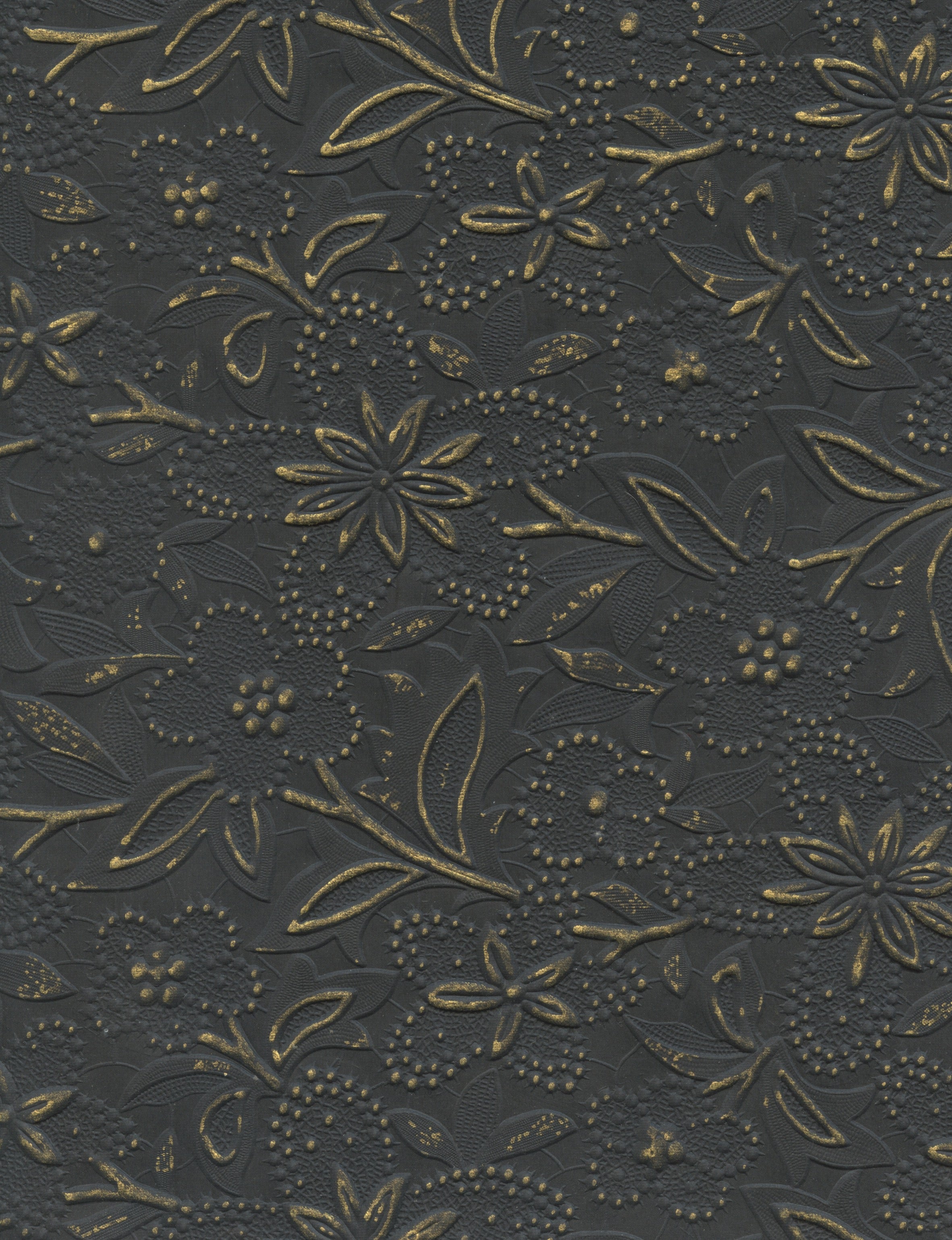Specialty Paper 1 x Handmade A4 Embossed Black/Gold Spring Flower Pape ...