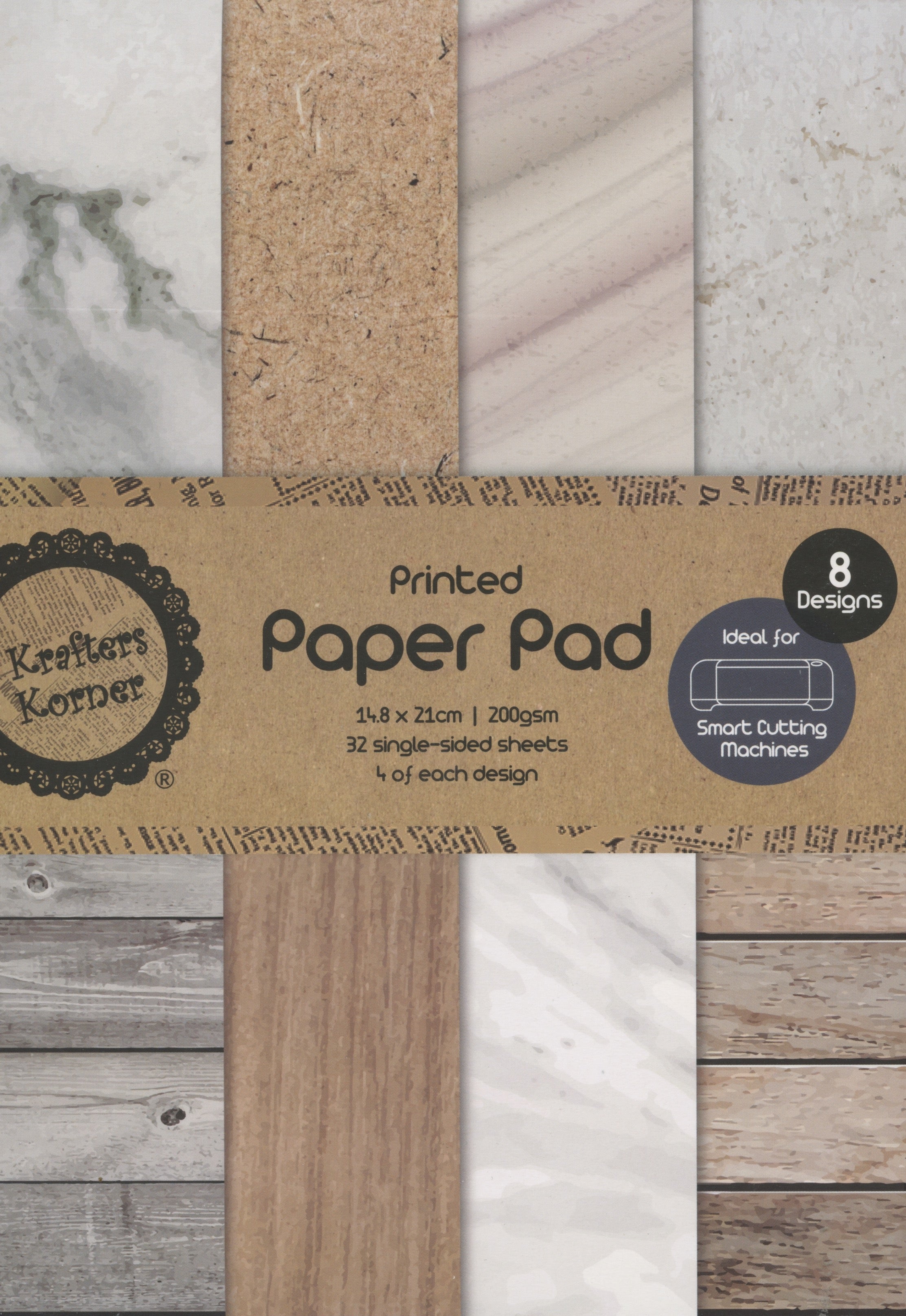 Wood/Textures/Marble - Printed Paper Pad - 32 sheets - 14.8x21cm - 8 D ...