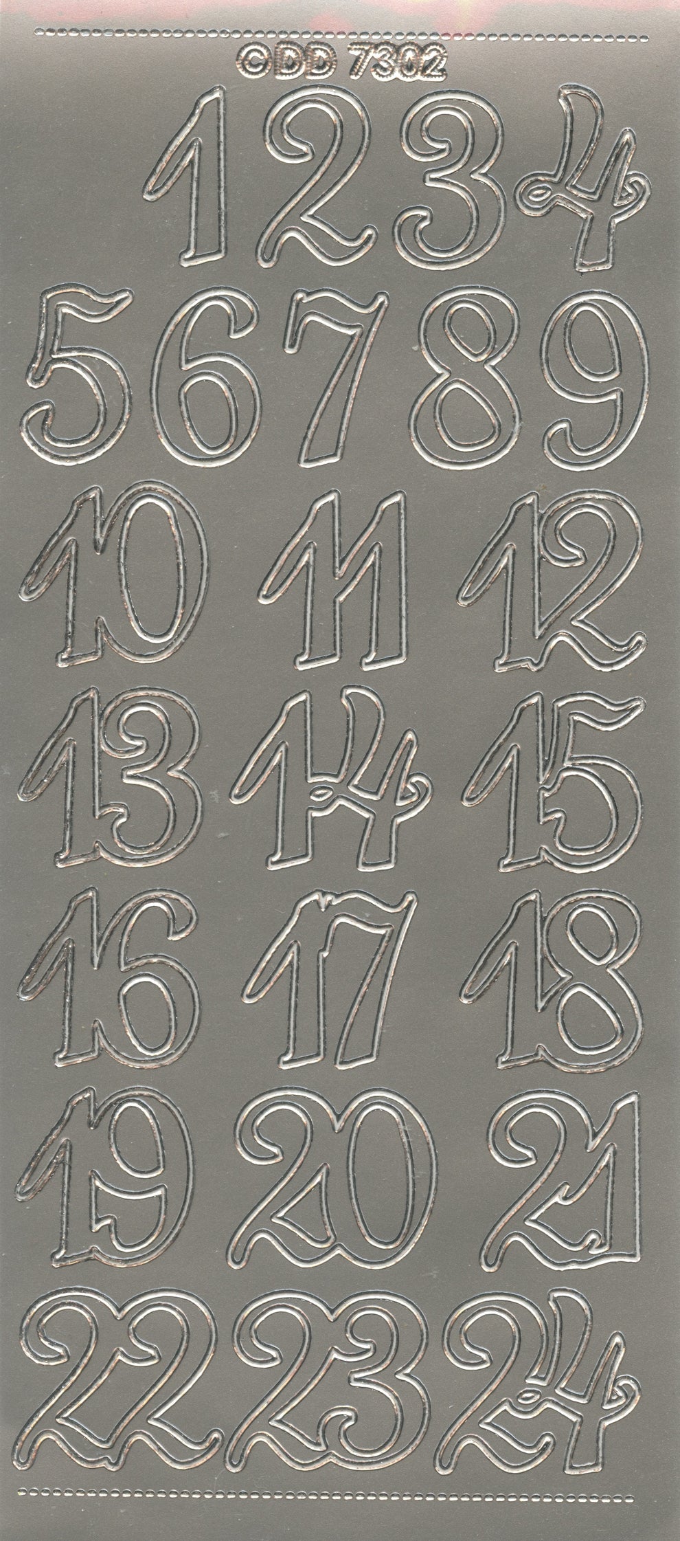 Creative Stickers - Numbers - Self Adhesive - 1 to 24 - Silver – The ...