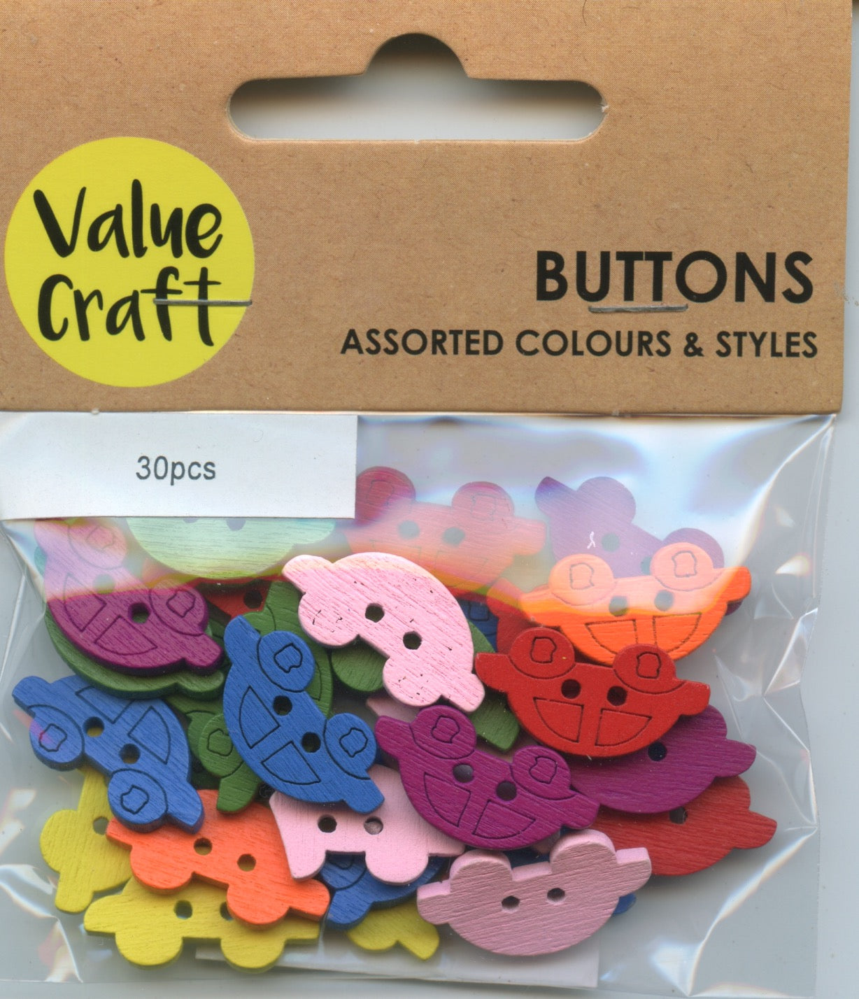 Wooden Car Buttons - Pack of 30 - Assorted Colours – The Crafty Bear Shop