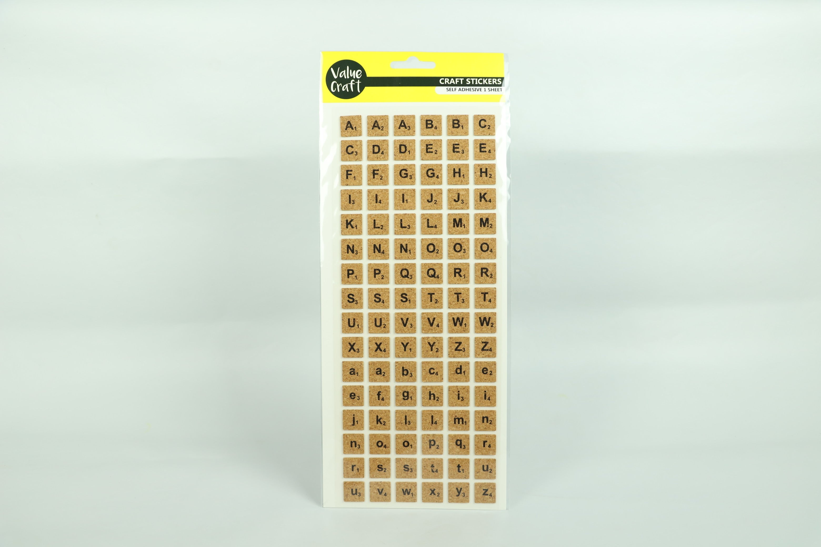 Craft Stickers - Alphabet Cork Tiles - Self Adhesive - 1 sheet - 96 pc ...