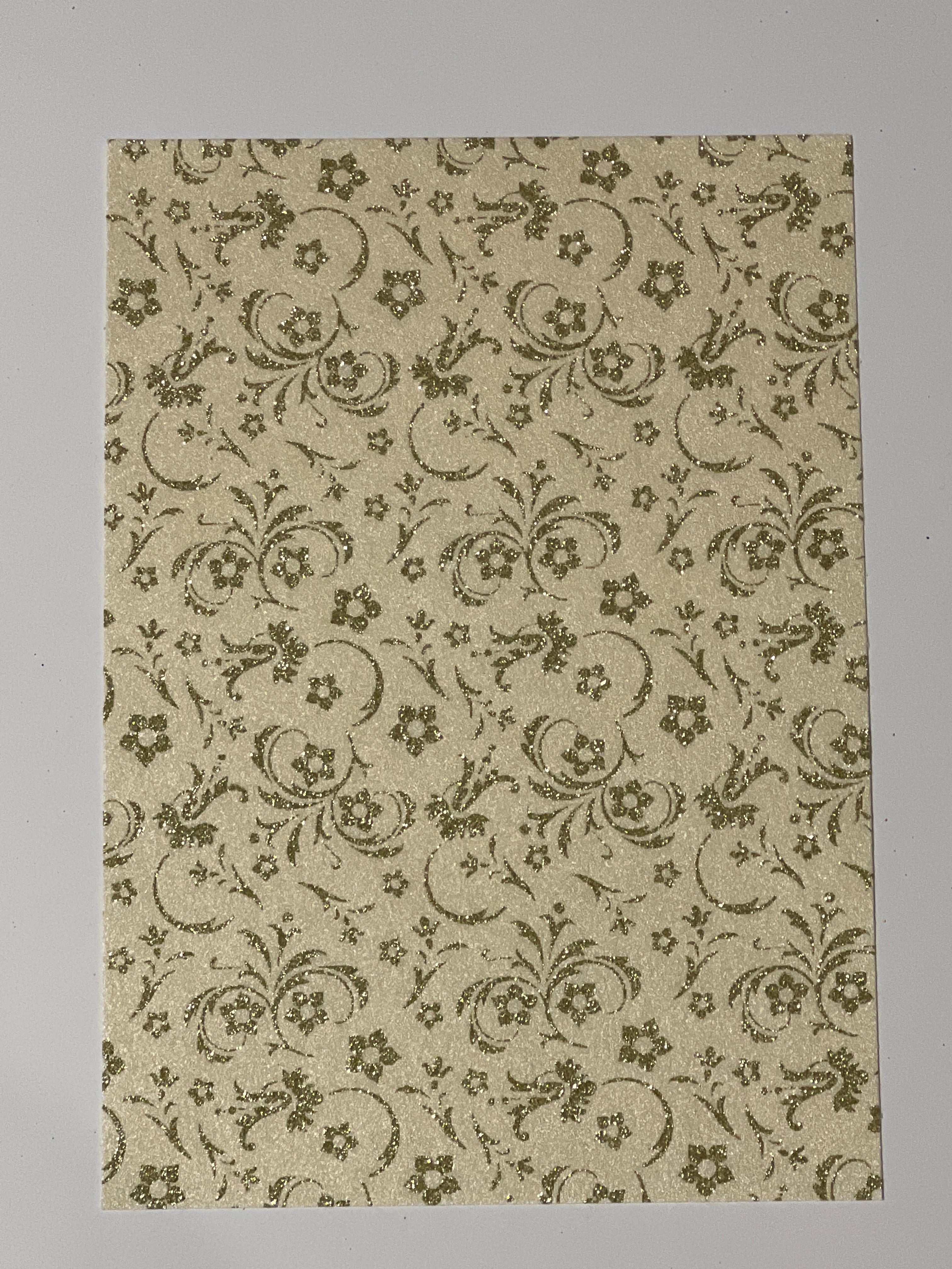 Specialty Paper 3x A4 Handmade Gold/Ivory Glitter Flowers/Leaves – The ...